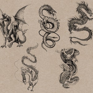 30 Procreate Dragons Stamps, Dragons for Tattoo, Dragon Brushes ...