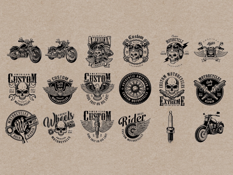 71 Procreate Motor Club Stamps: Biker Tattoo Brushes (digital Download ...
