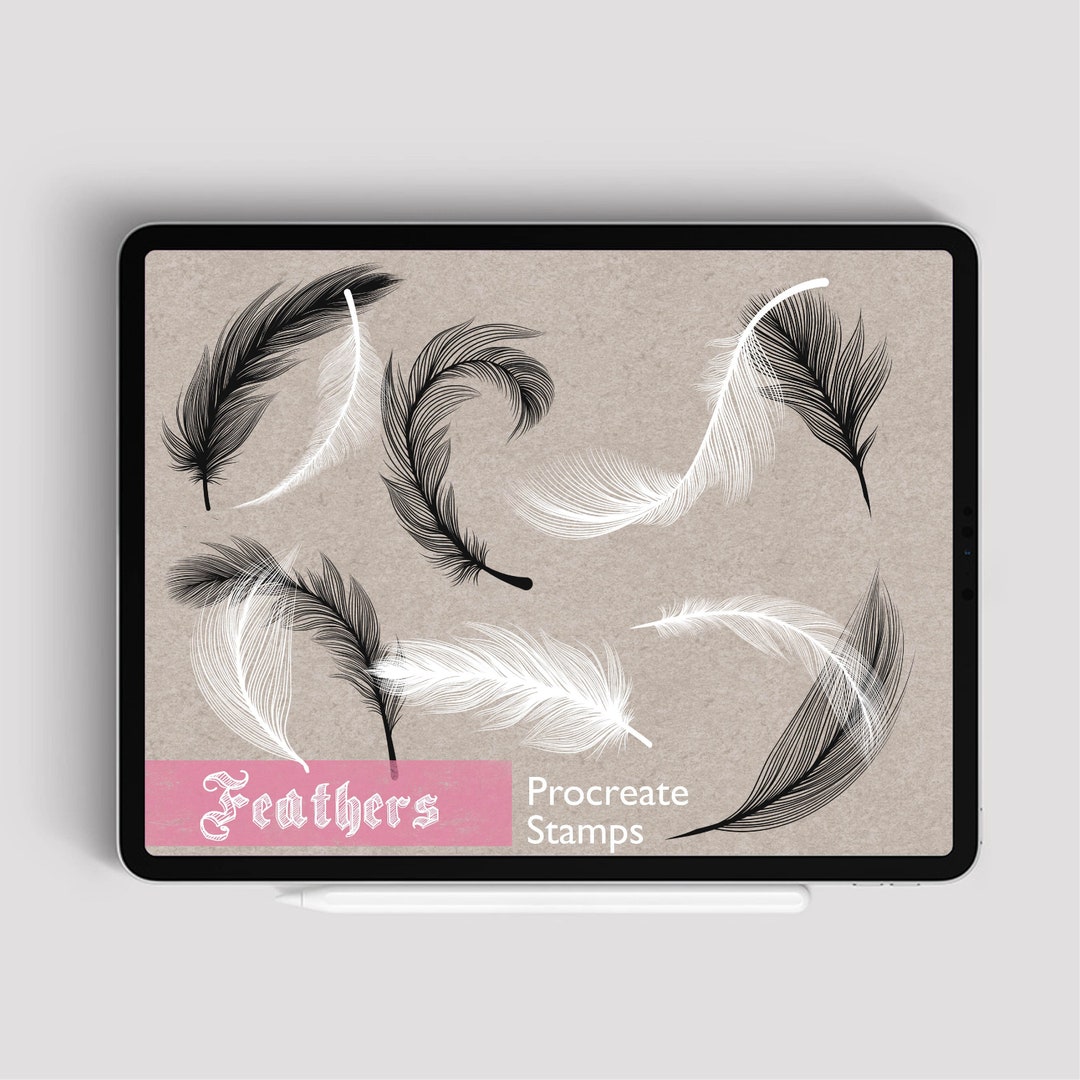20 Procreate Feathers Stamps, Feather Brushes, Feather Tattoo Stamps ...
