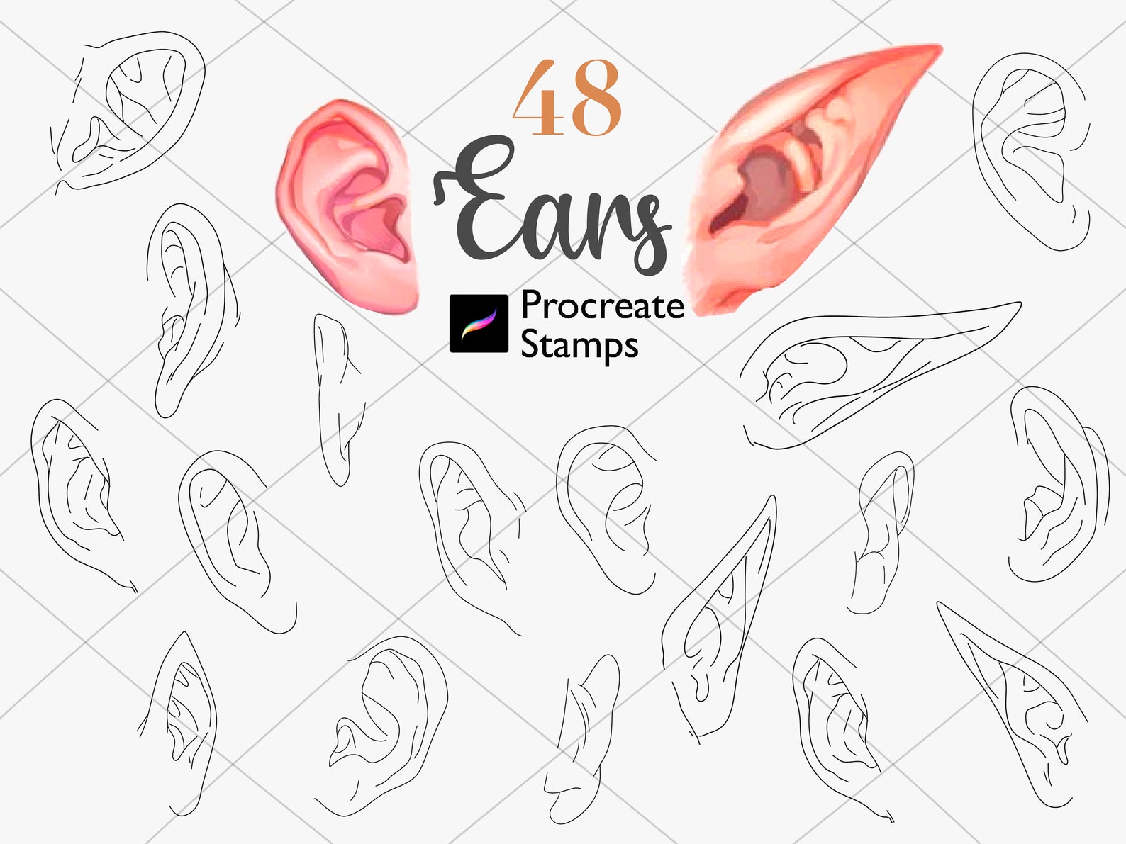 48 Procreate Ears Stamps Anime Ears Stamps Anime Maker Stamp Ears ...