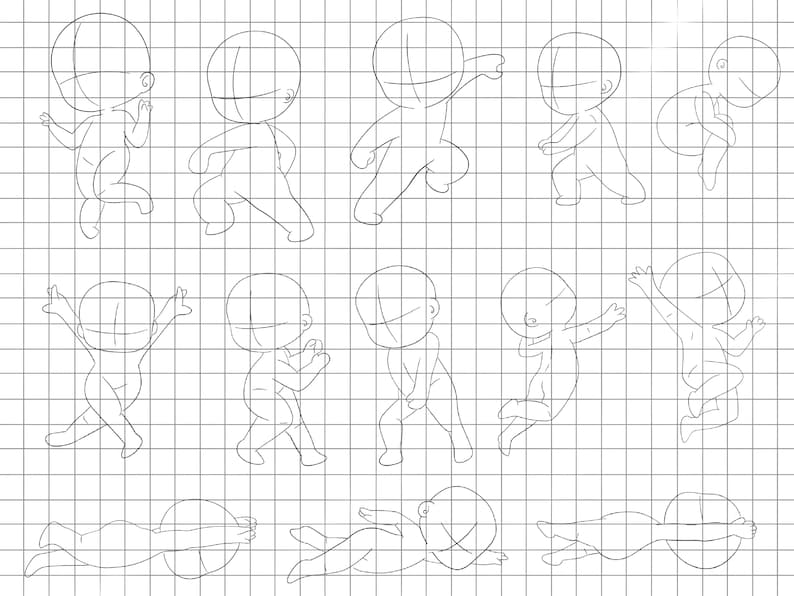 Procreate Chibi Dynamic Pose Stamps: Chibi Poses Clipstudio Fresco ...