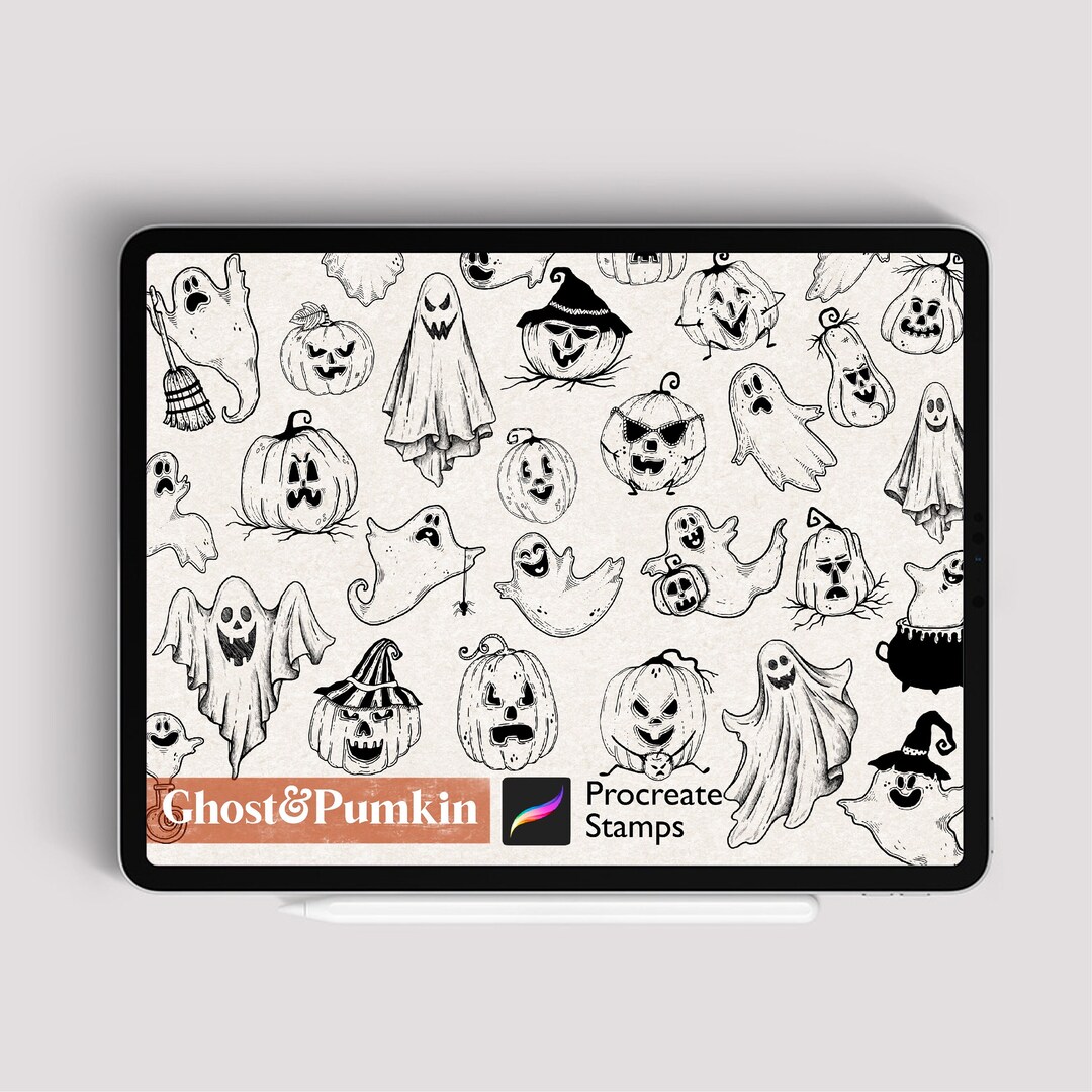 Procreate Ghost & Pumpkin Stamp Procreate Horror Stamps Procreate Ghost ...