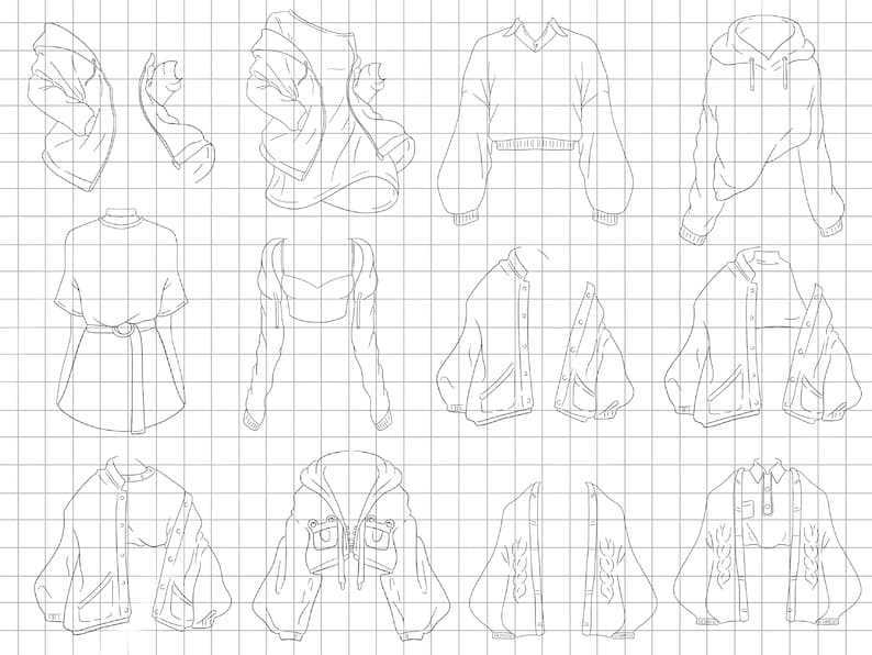 280 Procreate Clothes Stamps Anime Dress Stamp Procreate - Etsy