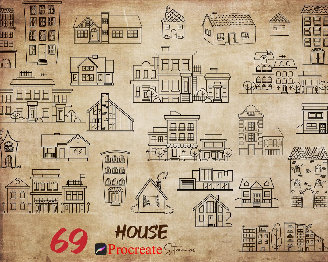 House Procreate Stamps: City Build, Architecture (digital Download) - Etsy