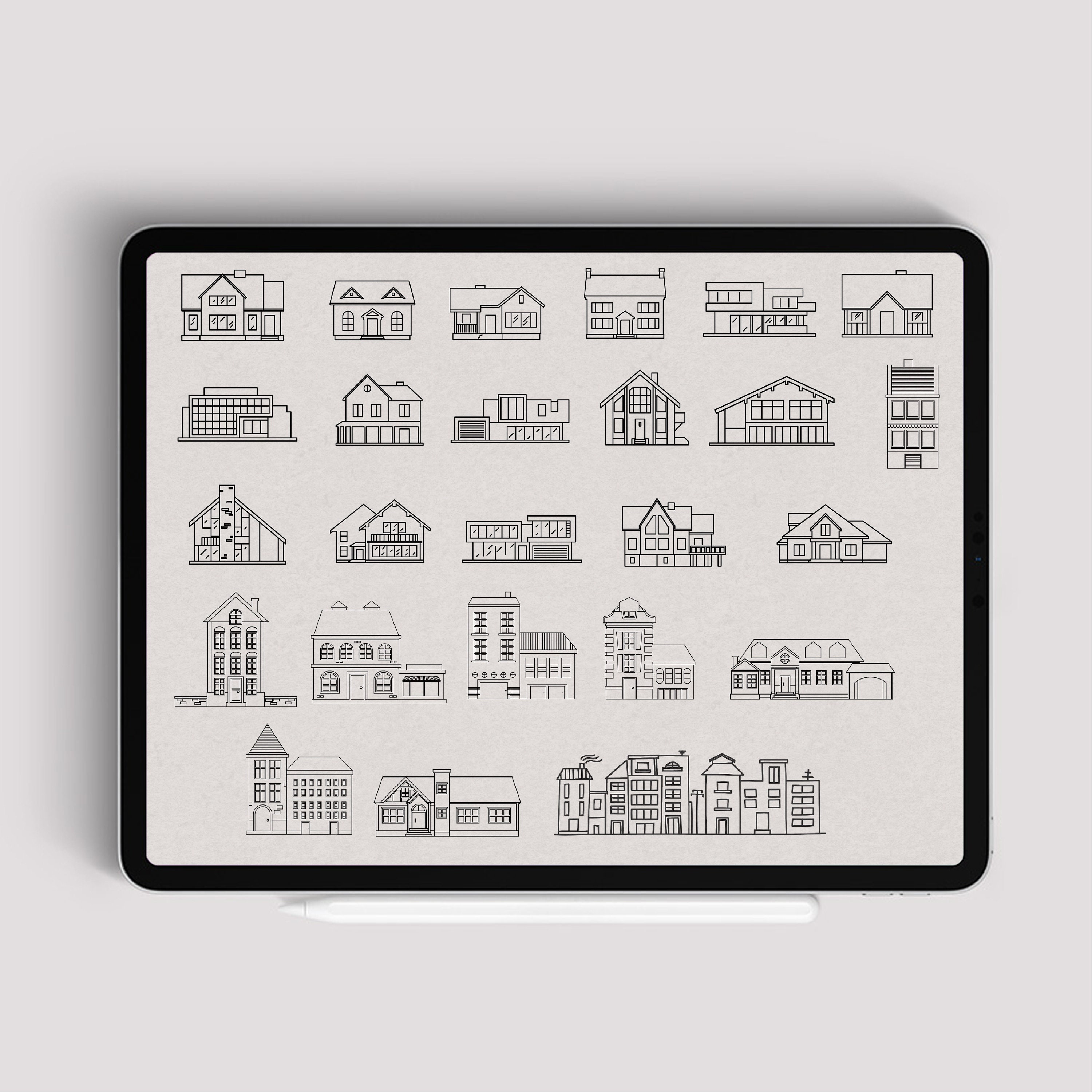 House Procreate Stamps: City Build, Architecture (digital Download) - Etsy