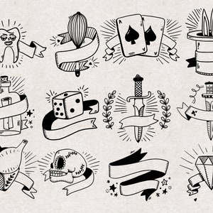 Procreate Old School Banner Stamps, Procreate Tattoo Stamps ...