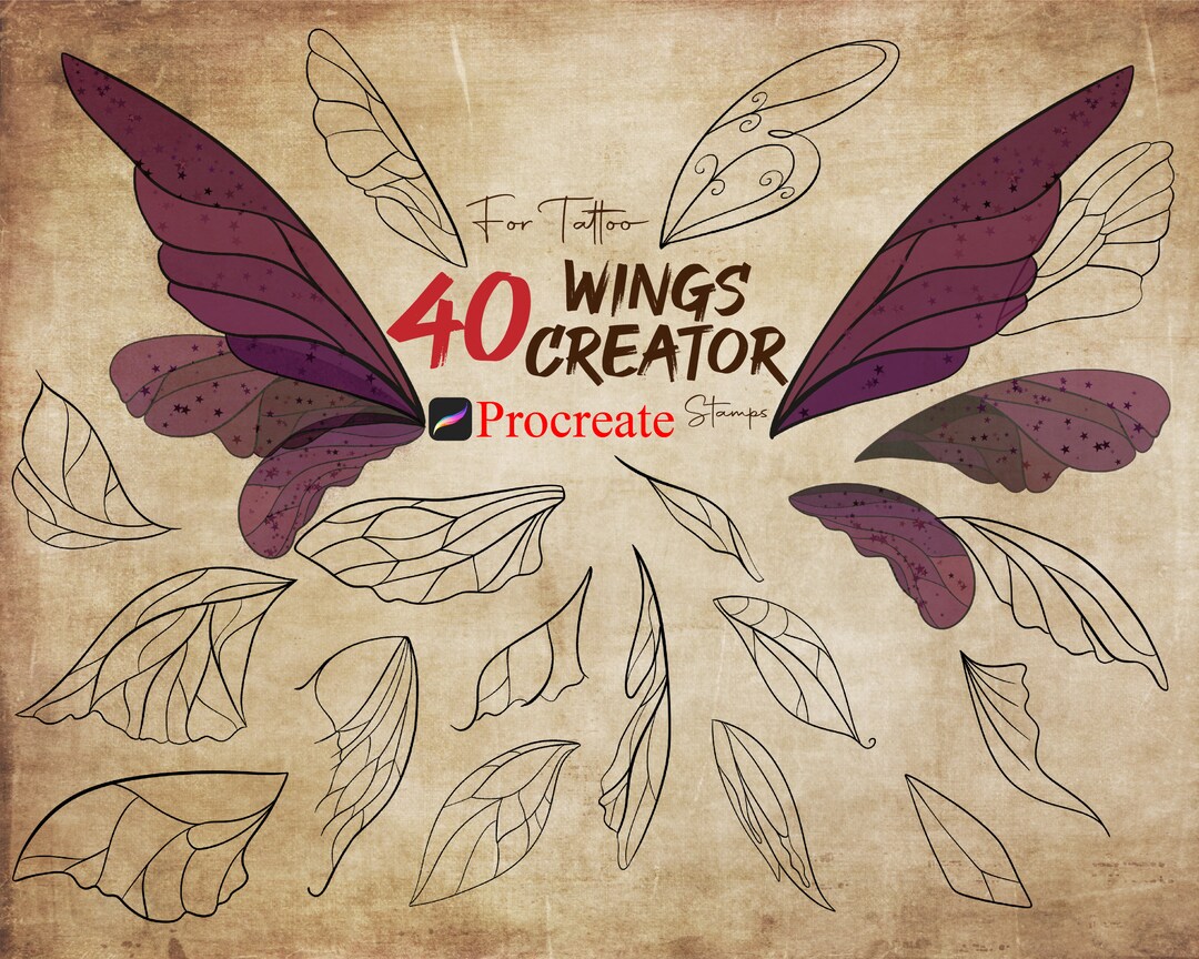 40 Procreate Wings Creator Stamps, Wings Maker Stamps, Fairy Wings ...