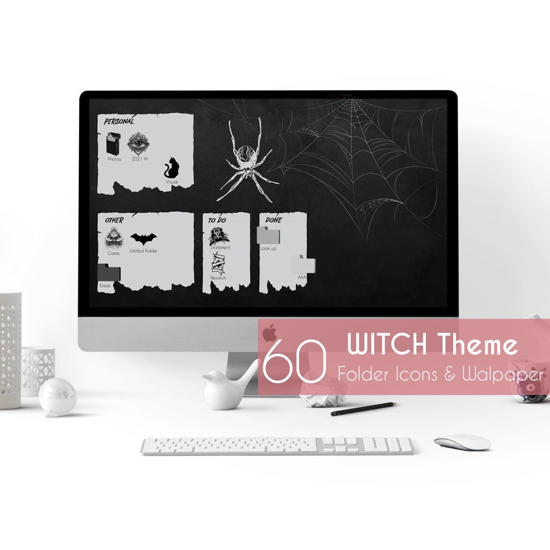 Witch Theme Wallpaper With Folder Icons Organizer for Mac & - Etsy
