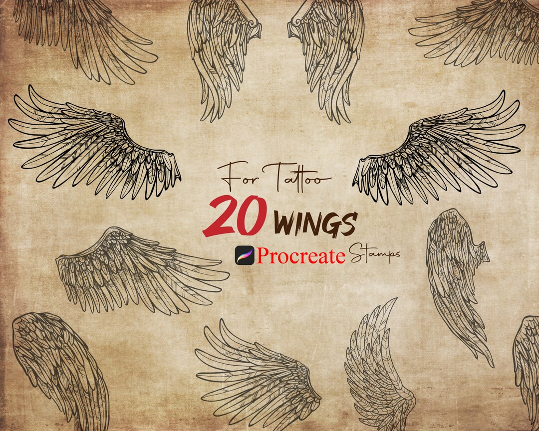 Procreate Wings Stamps Procreate Wings for Tattoo Procreate Angel Wings ...