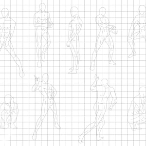 55 Procreate Man Poses Stamps Man Body Guides Brushes Character Maker ...