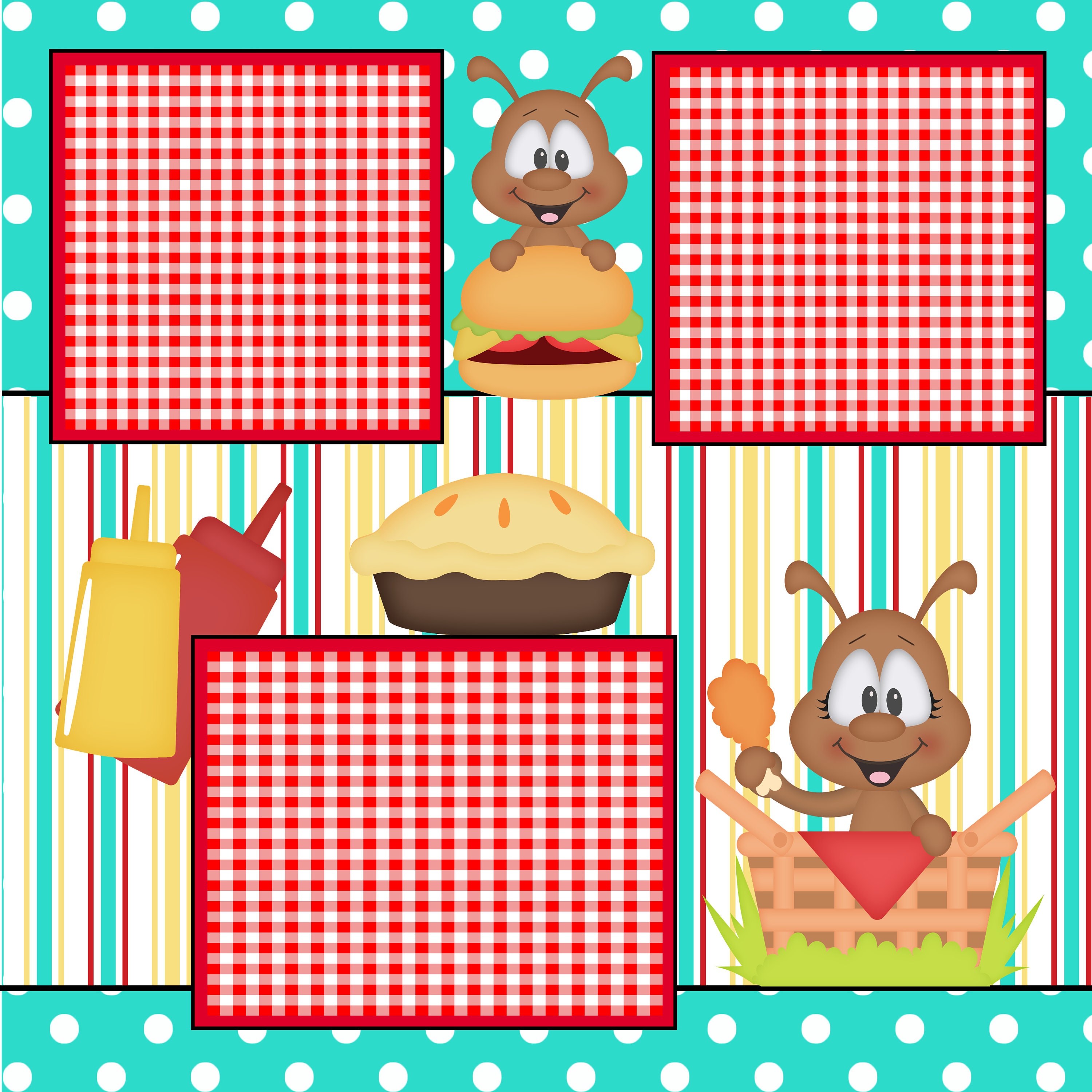 PICNIC ANTS Premade Scrapbook Pages Paper Printed Layout Active - Etsy