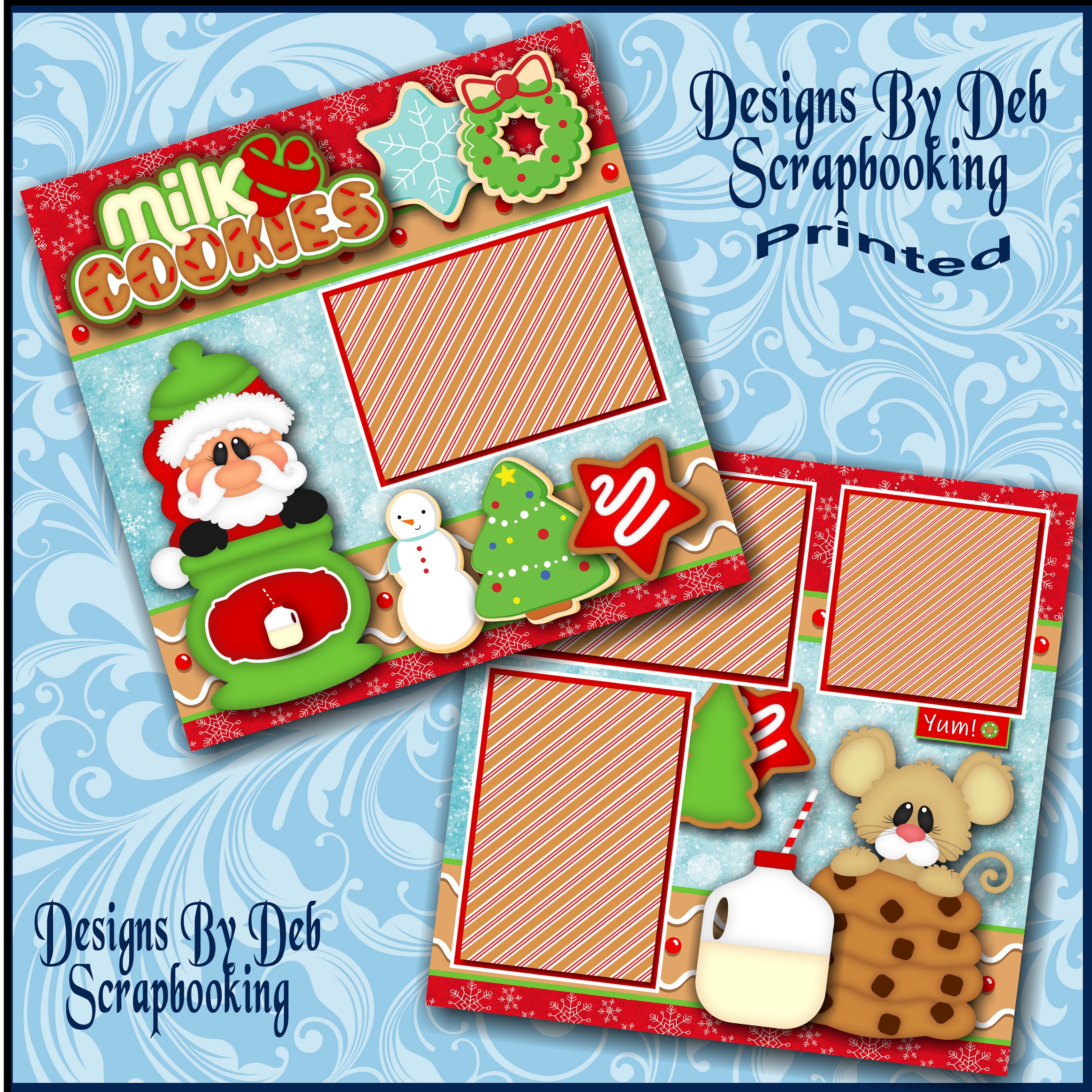 Premade Paper CHRISTMAS MILK & COOKIES Premade Scrapbook Pages Paper ...