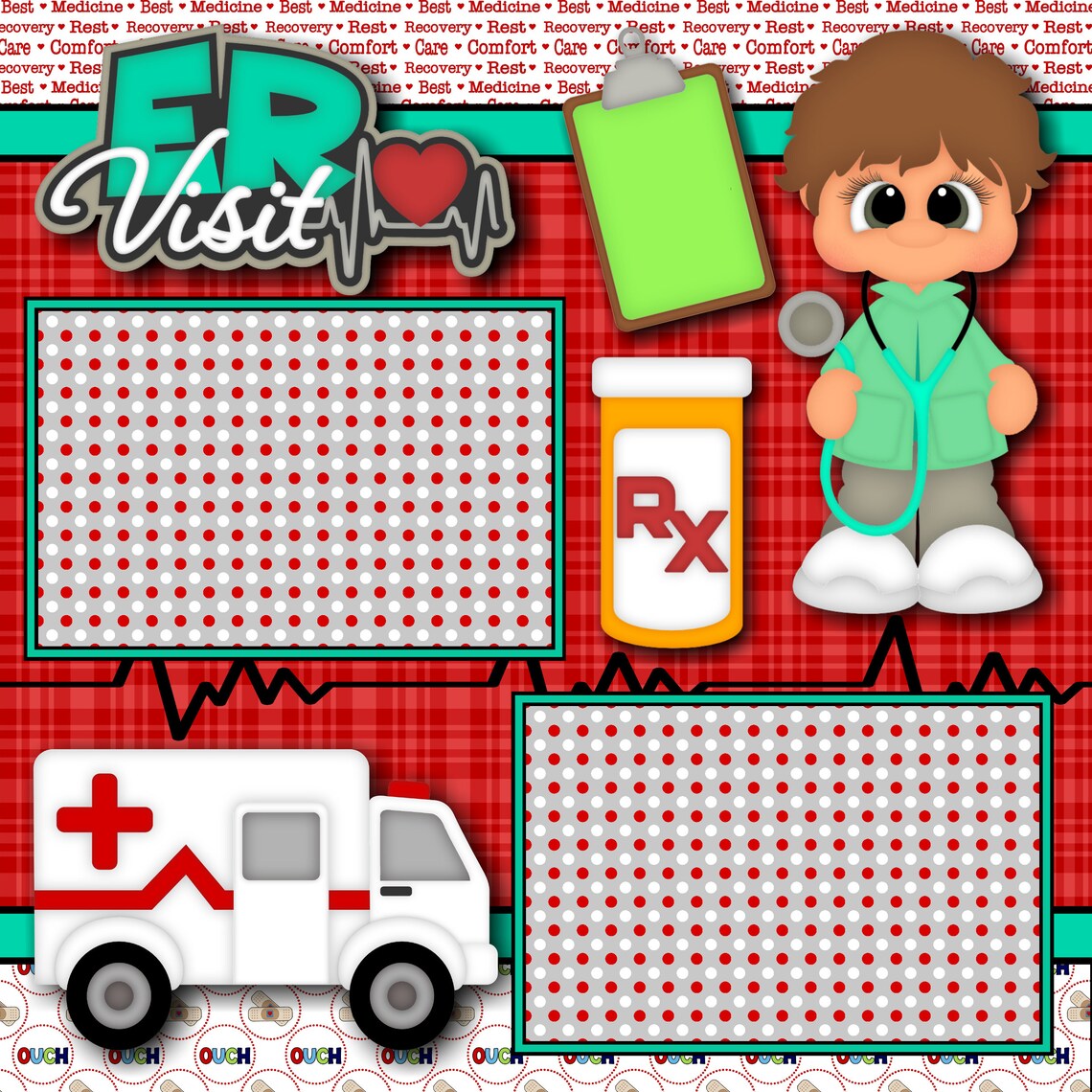 ER VISIT - Premade Scrapbook Pages Paper Piecing - Etsy