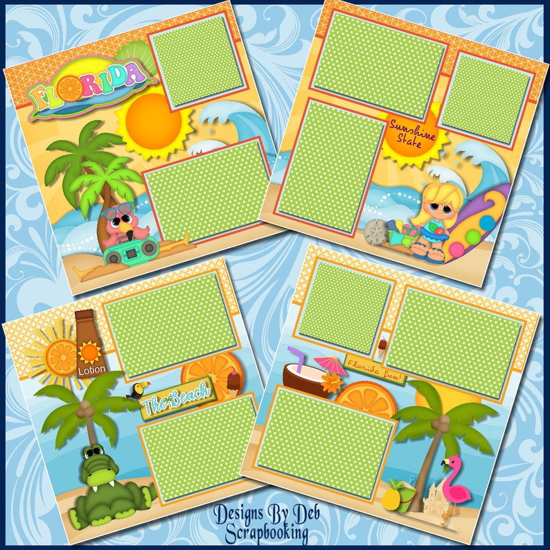 FLORIDA VACATION Premade Scrapbook Pages (2 Sets) Paper Piecing - Etsy