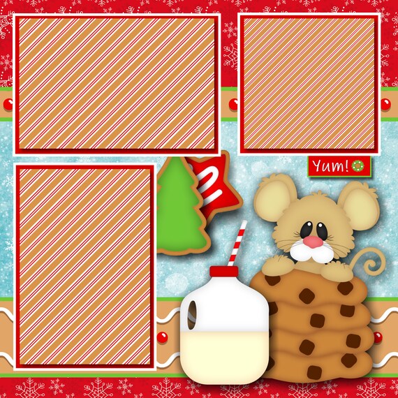 Premade Paper CHRISTMAS MILK & COOKIES Premade Scrapbook Pages Paper ...