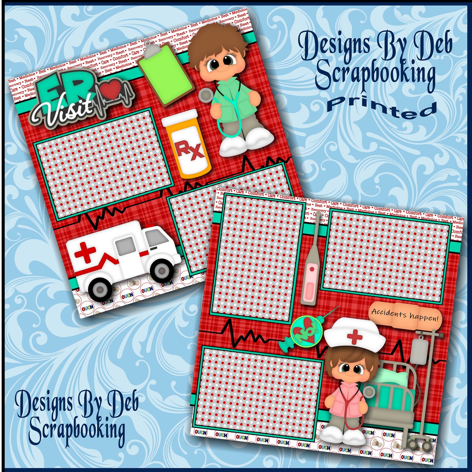 ER VISIT - Premade Scrapbook Pages Paper Piecing - Etsy