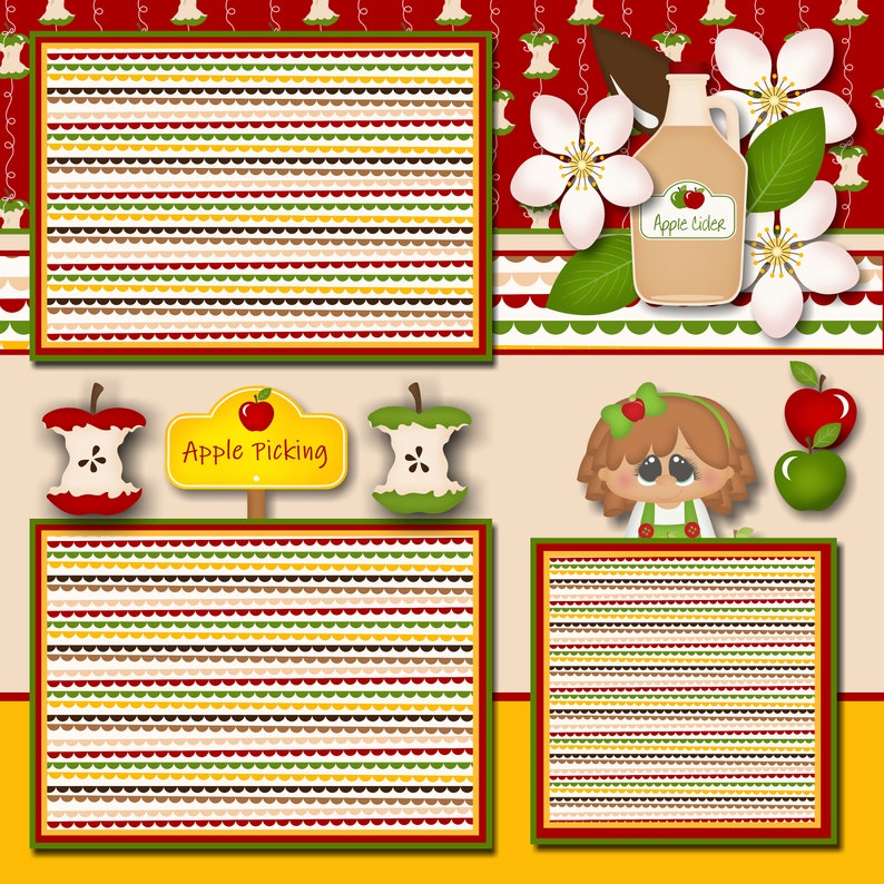 APPLE ORCHARD - 2 Premade Scrapbook Pages Paper Piecing - Etsy