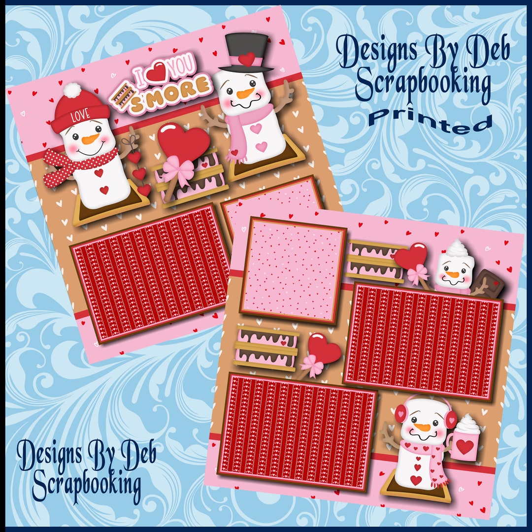 VALENTINE-I Love You Smore 2 Premade Scrapbook Pages Paper Piecing - Etsy