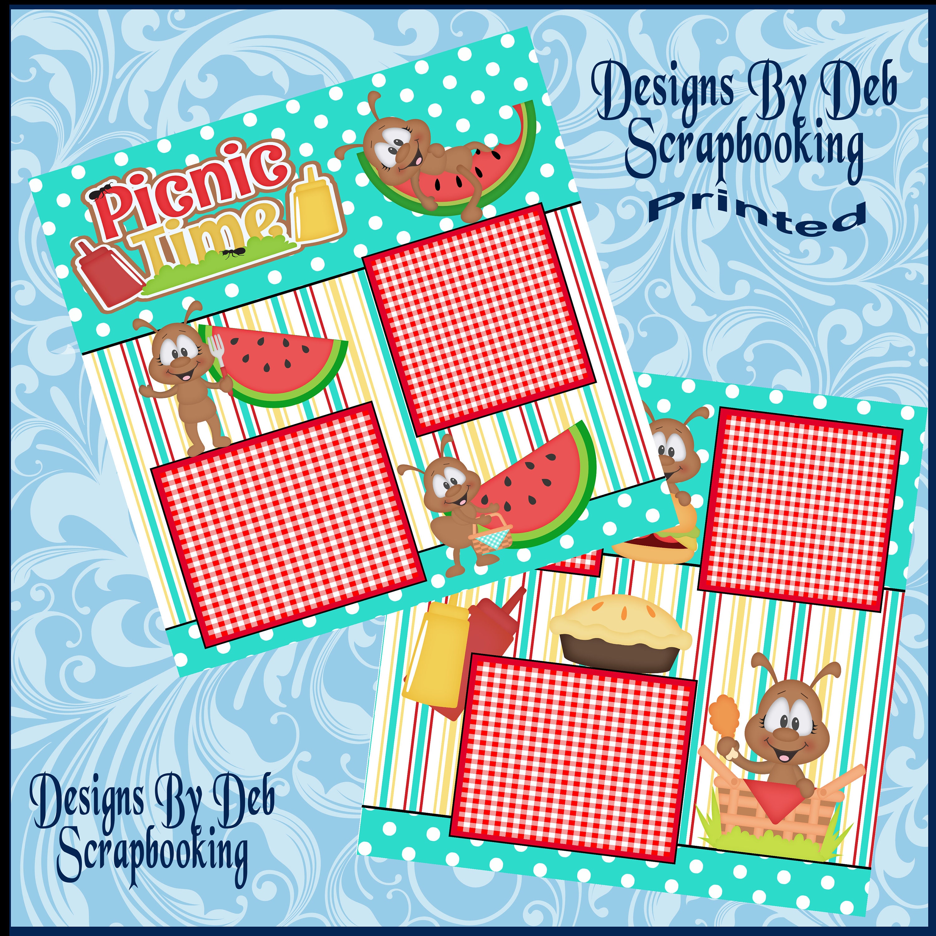PICNIC ANTS Premade Scrapbook Pages Paper Printed Layout Active - Etsy