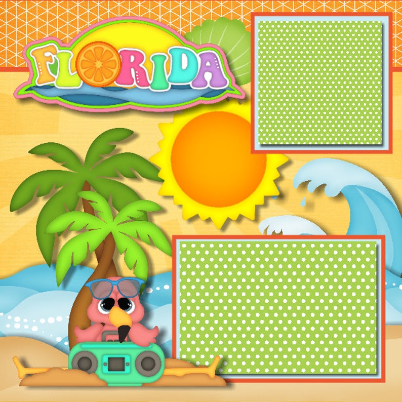 FLORIDA VACATION Premade Scrapbook Pages (2 Sets) Paper Piecing - Etsy