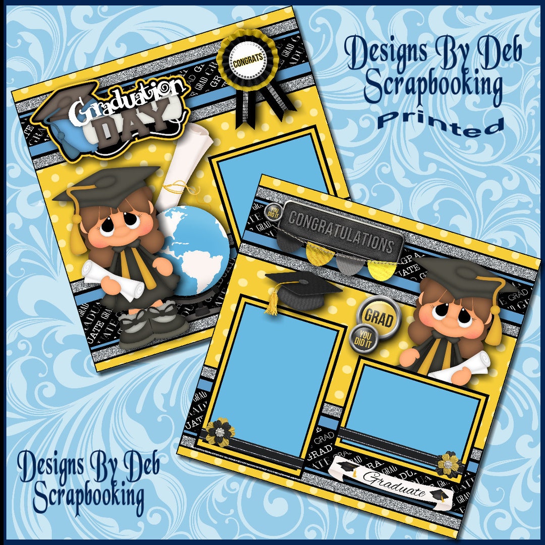 GRADUATION GIRL Premade Scrapbook Pages Paper Printed Layout - Etsy