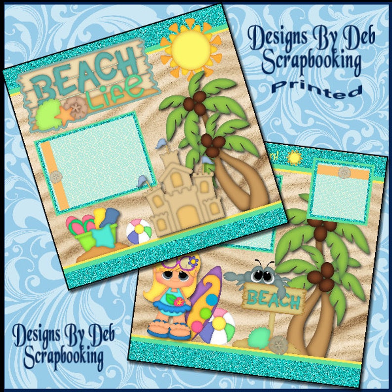 BEACH LIFE Premade Scrapbook Pages Paper Printed Layout - Etsy