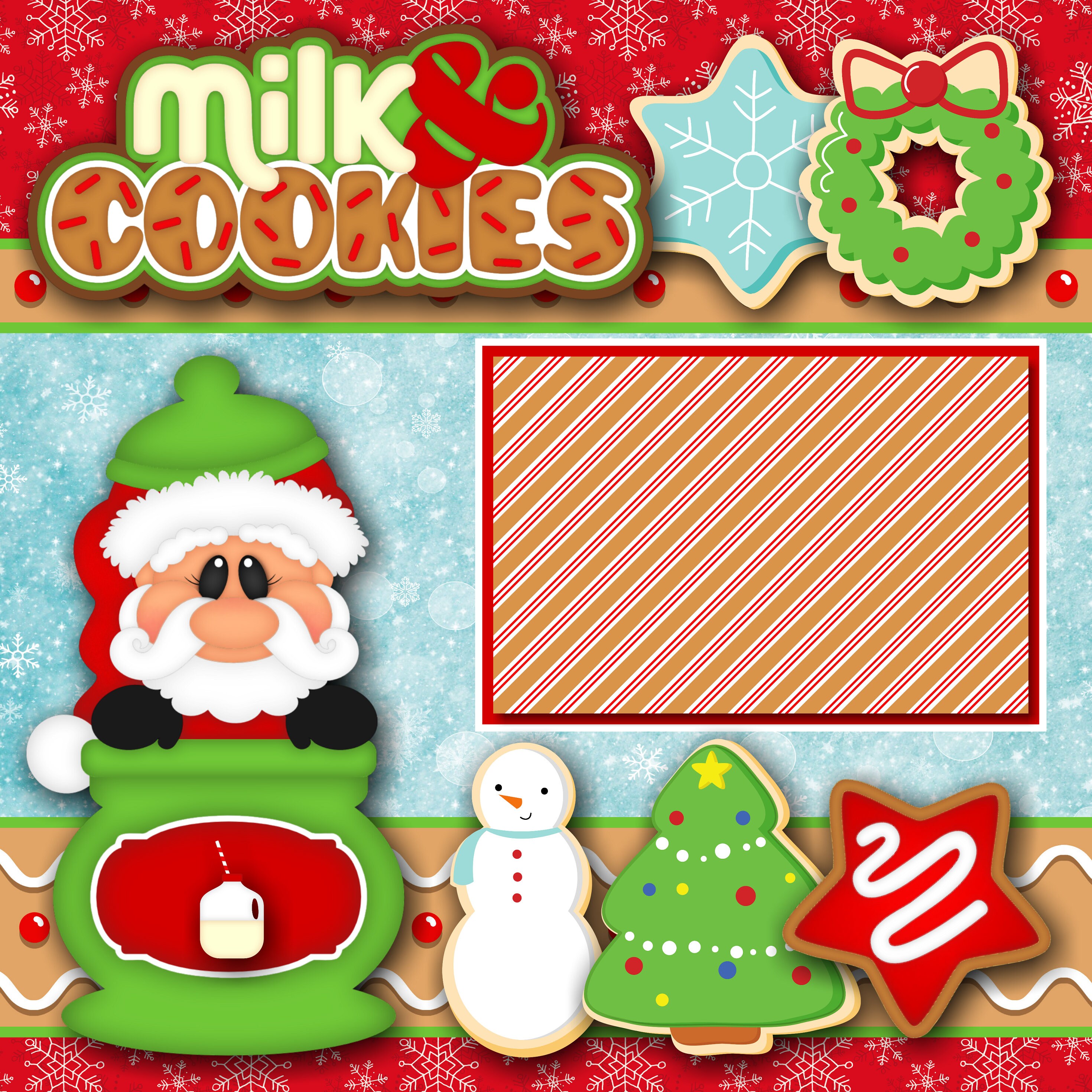 Premade Paper CHRISTMAS MILK & COOKIES Premade Scrapbook Pages Paper ...