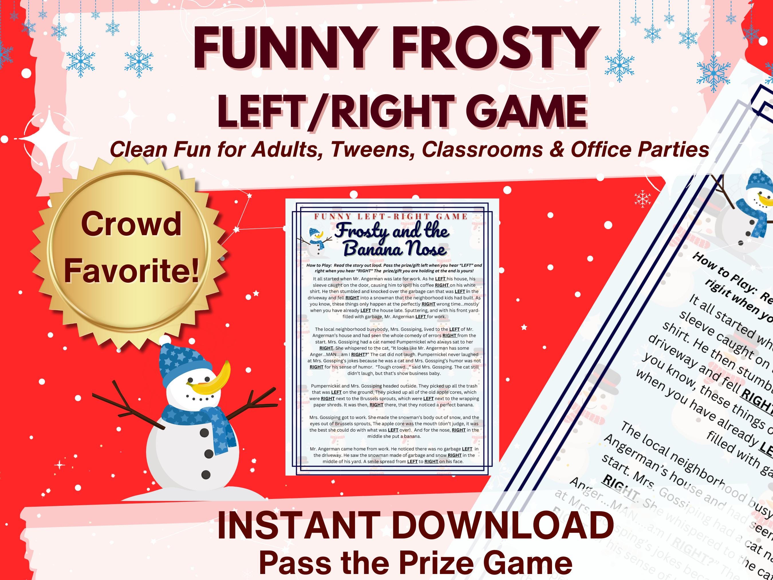 Funny Holiday Left Right Prize Game – Frosty Party Printable for Adults ...