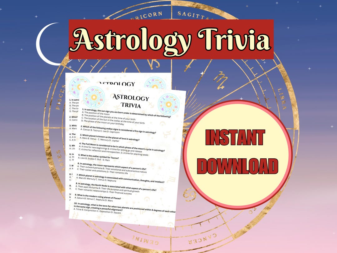 Astrology Trivia Game Printable - Zodiac Baby Shower, Summer Solstice ...