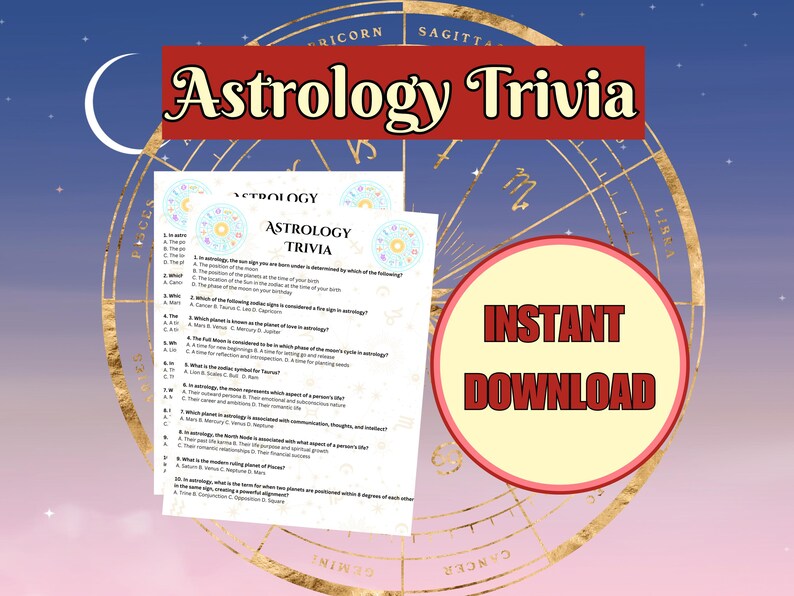 Astrology Trivia Game: Zodiac Party, Baby Shower (PDF) - Etsy