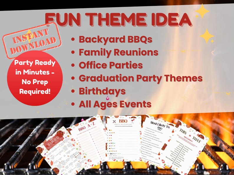 BBQ Party Game Bundle – Funny Printable Games for Summer Bbqs, Reunions ...