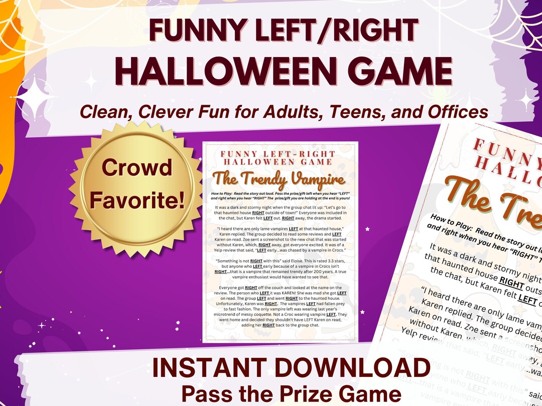 Halloween Left Right Game – Clean Funny Party Story, Pass the Prize ...