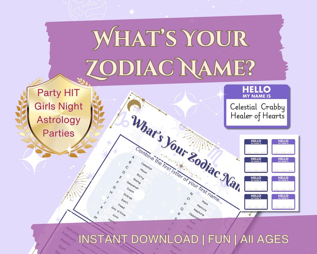 Zodiac Name Game Printable: Astrology Party Activity (PDF Download) - Etsy