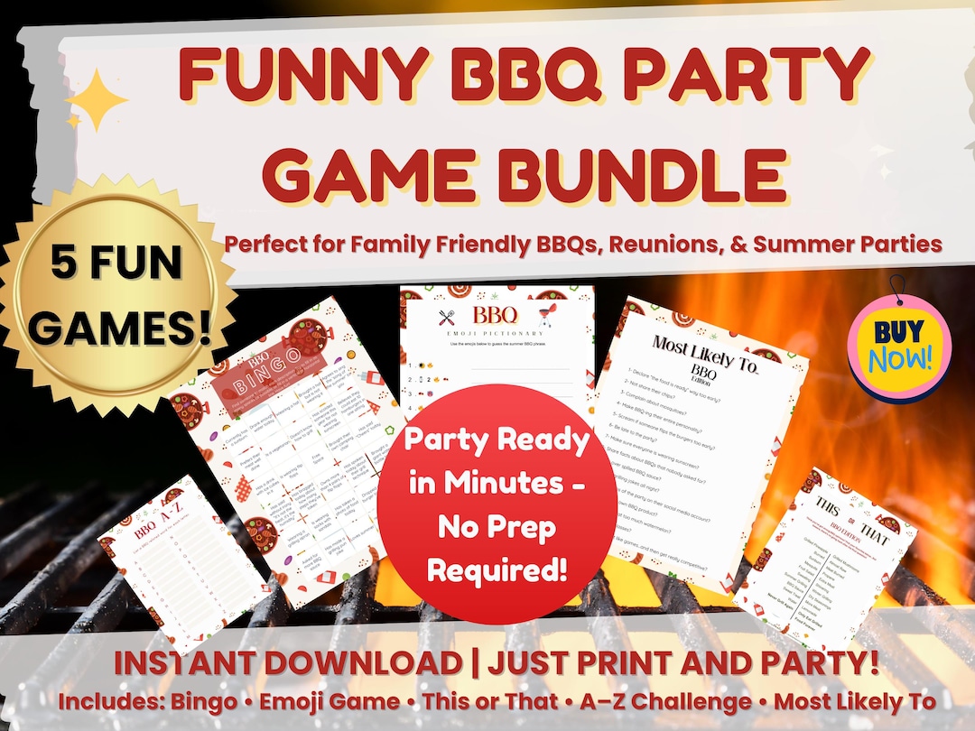 BBQ Party Game Bundle – Funny Printable Games for Summer Bbqs, Reunions ...