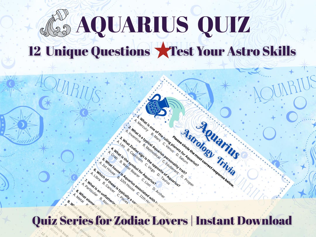Aquarius Zodiac Trivia Game – Printable Astrology Party Quiz for Baby ...