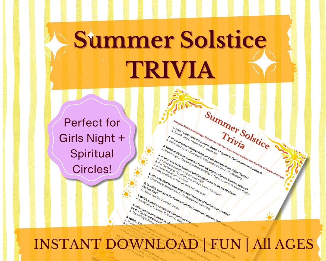 Summer Solstice Trivia Game – Witchy Midsummer Printable for Parties ...