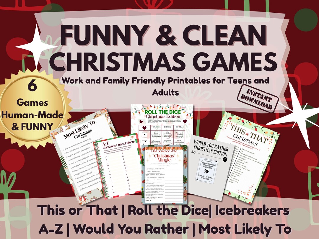 Funny Christmas Party Game Bundle: Clean Holiday Icebreakers (instant ...