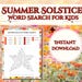 Summer Solstice Word Search for Kids: Litha Activity (instant Download ...