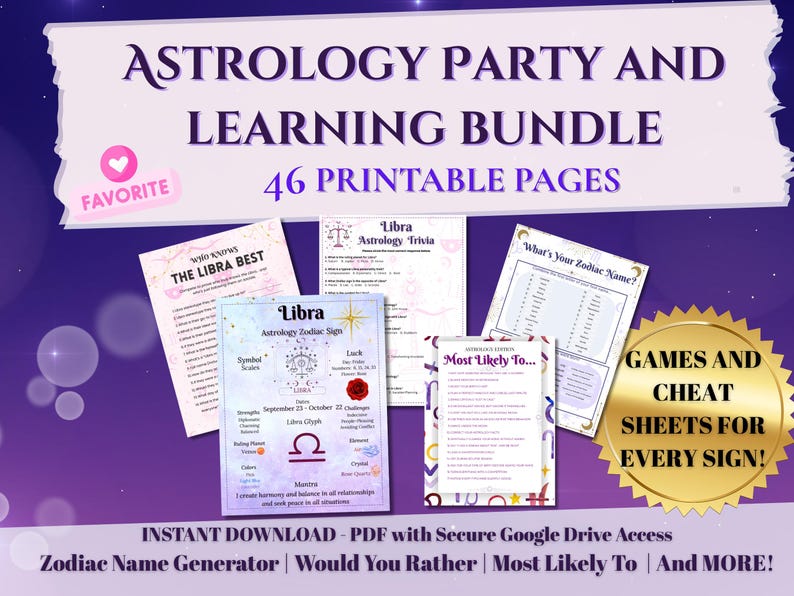 Astrology Mega Bundle – 46 Printable Pages of Zodiac Games & Cheat ...
