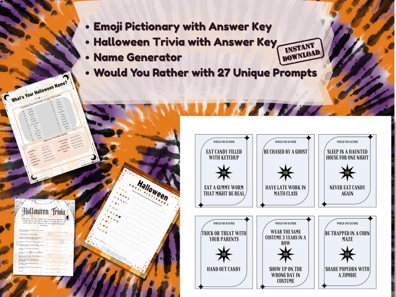 Tween Halloween Party Games: Printable Activity Pack (ages 9-13) (PDF ...