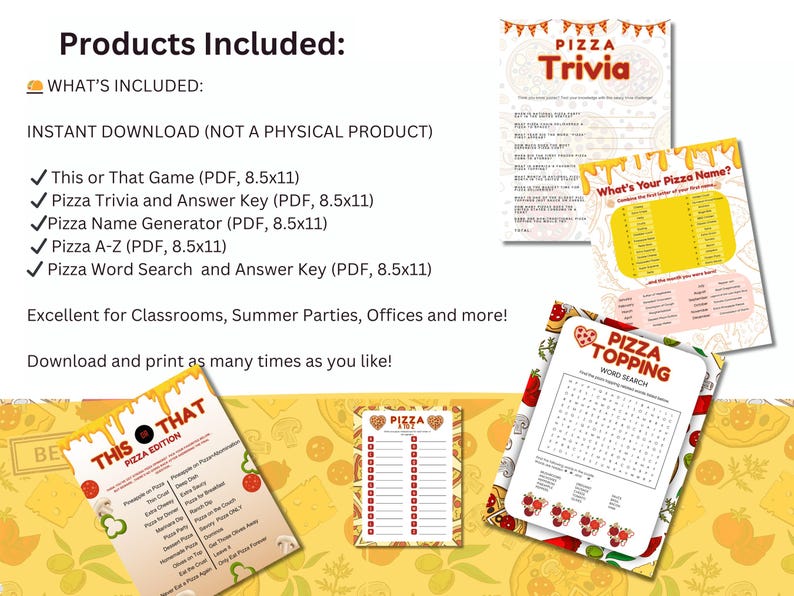 Pizza Party Game Printable – Funny School Activity for Classroom ...