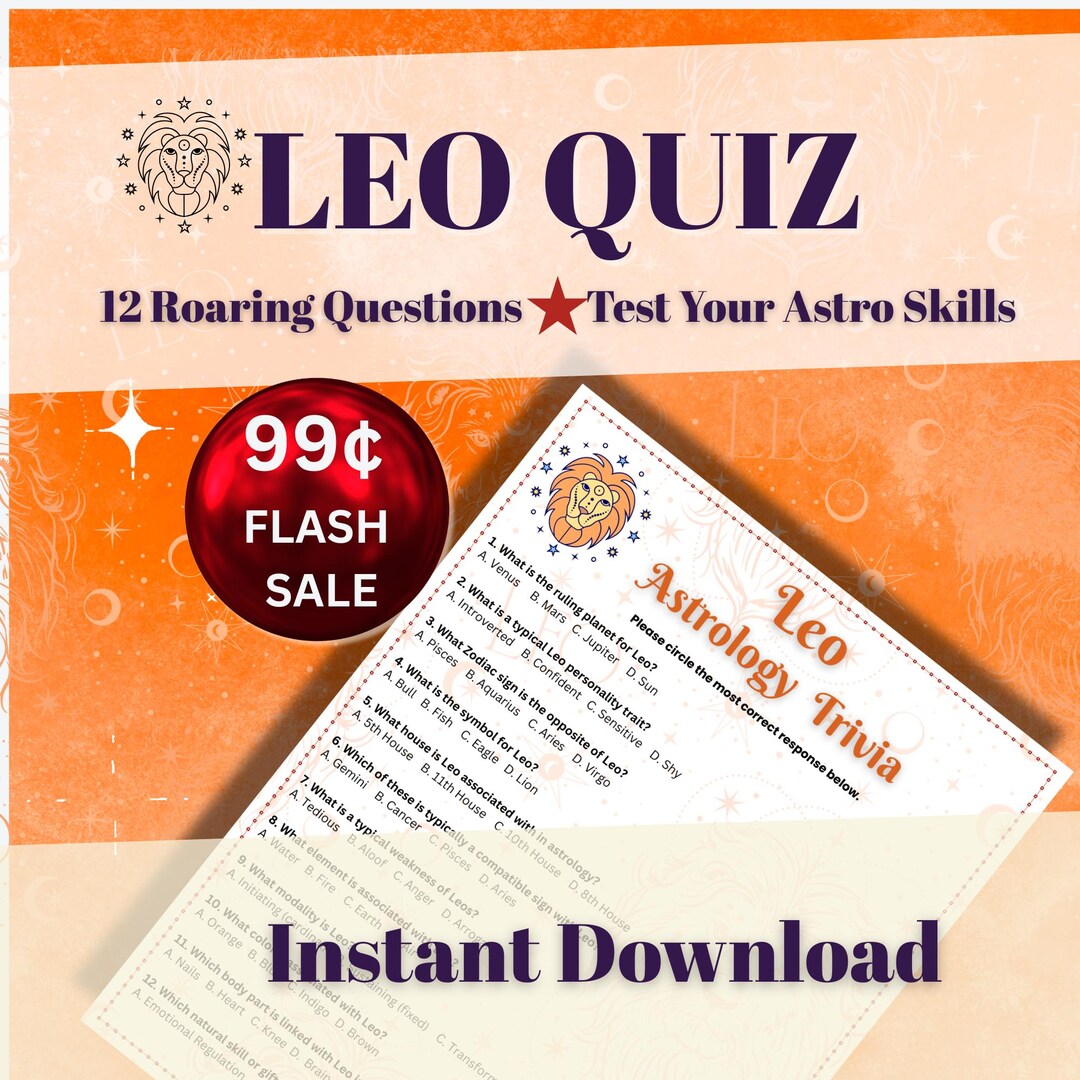 Leo Zodiac Trivia Game: Printable Astrology Quiz (PDF Download - Etsy