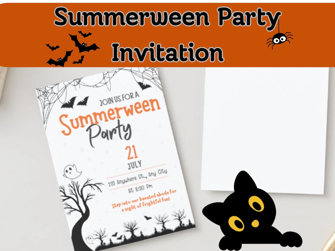 Summerween Party Invite - Editable Canva Invitation for Unique ...