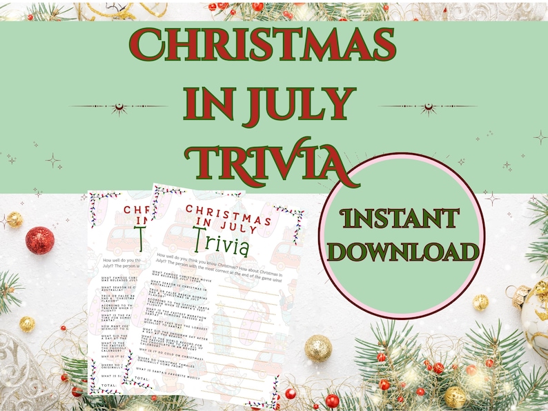 Christmas in July Trivia Game - Fun Family Reunion Activity | Office ...