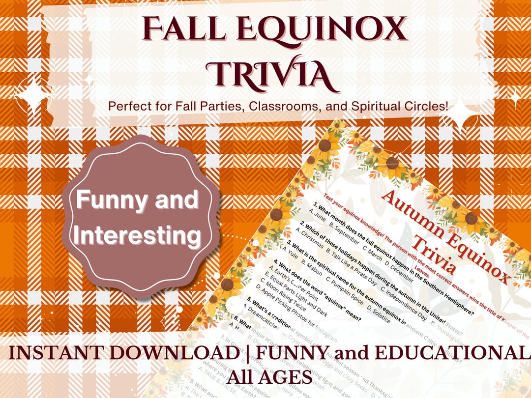 Fall Equinox Trivia Game: Funny Autumn Quiz Printable (PDF Download - Etsy