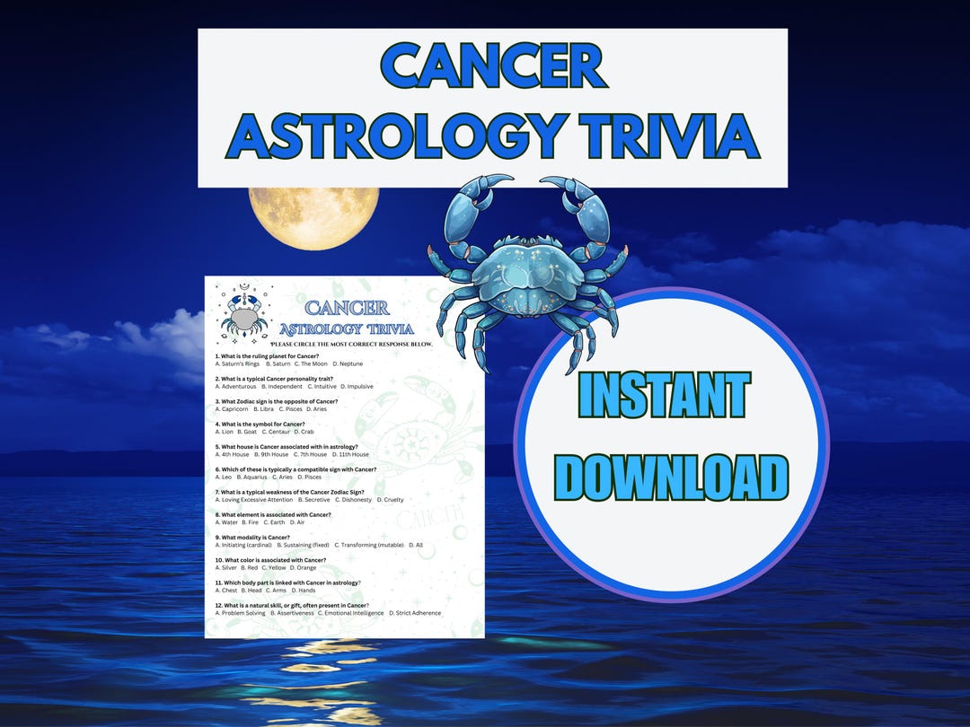 Cancer Astrology Trivia & Zodiac Learning - Zodiac Baby Gift, Summer ...