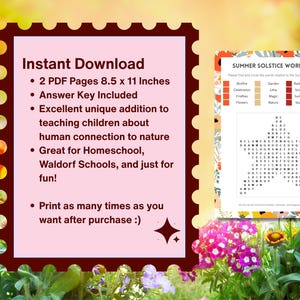 Summer Solstice Word Search for Kids: Litha Activity (instant Download ...