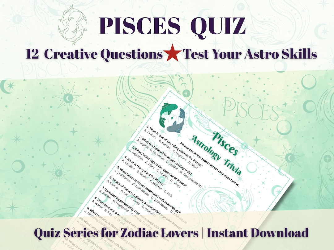 Pisces Zodiac Trivia Game – Printable Astrology Party Quiz for Baby ...
