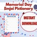 Memorial Day Emoji Pictionary Game - Fun Activity for Schools, Parties ...