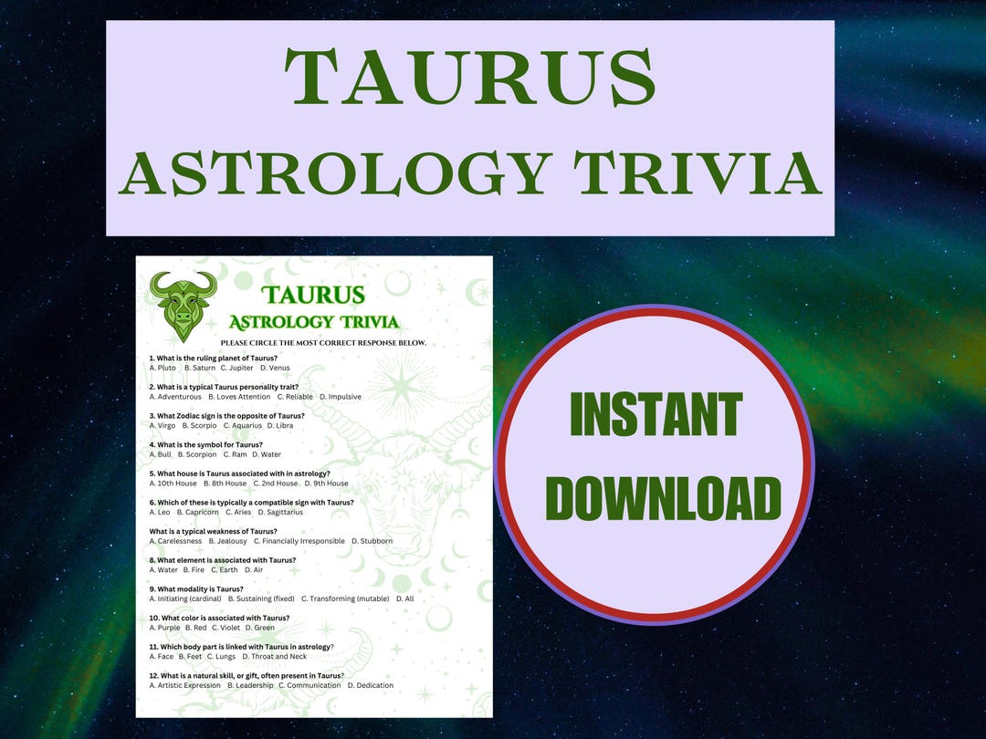 Taurus Astrology Trivia for Bachelorette, Taurus Birthday, Summer ...